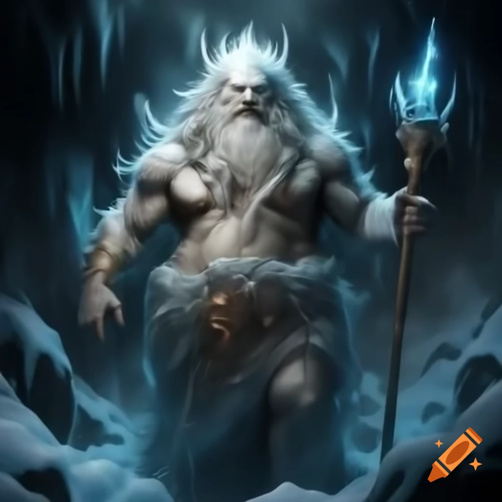 Mythical Ice King with power to freeze, ruler of Arctic and Antarctica ...
