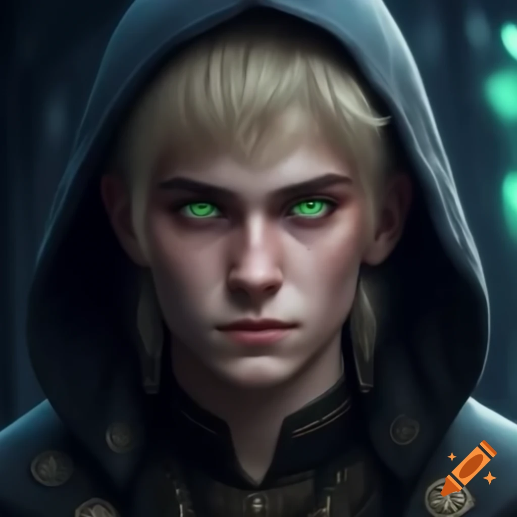 Young Sami in traditional black winter garb with intricate runes and ...