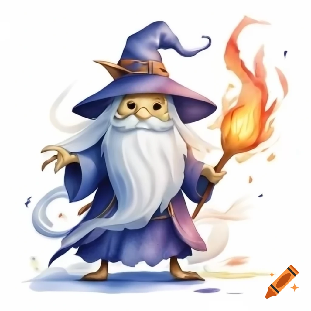 Ghibli style wizard casting a fire spell on Craiyon