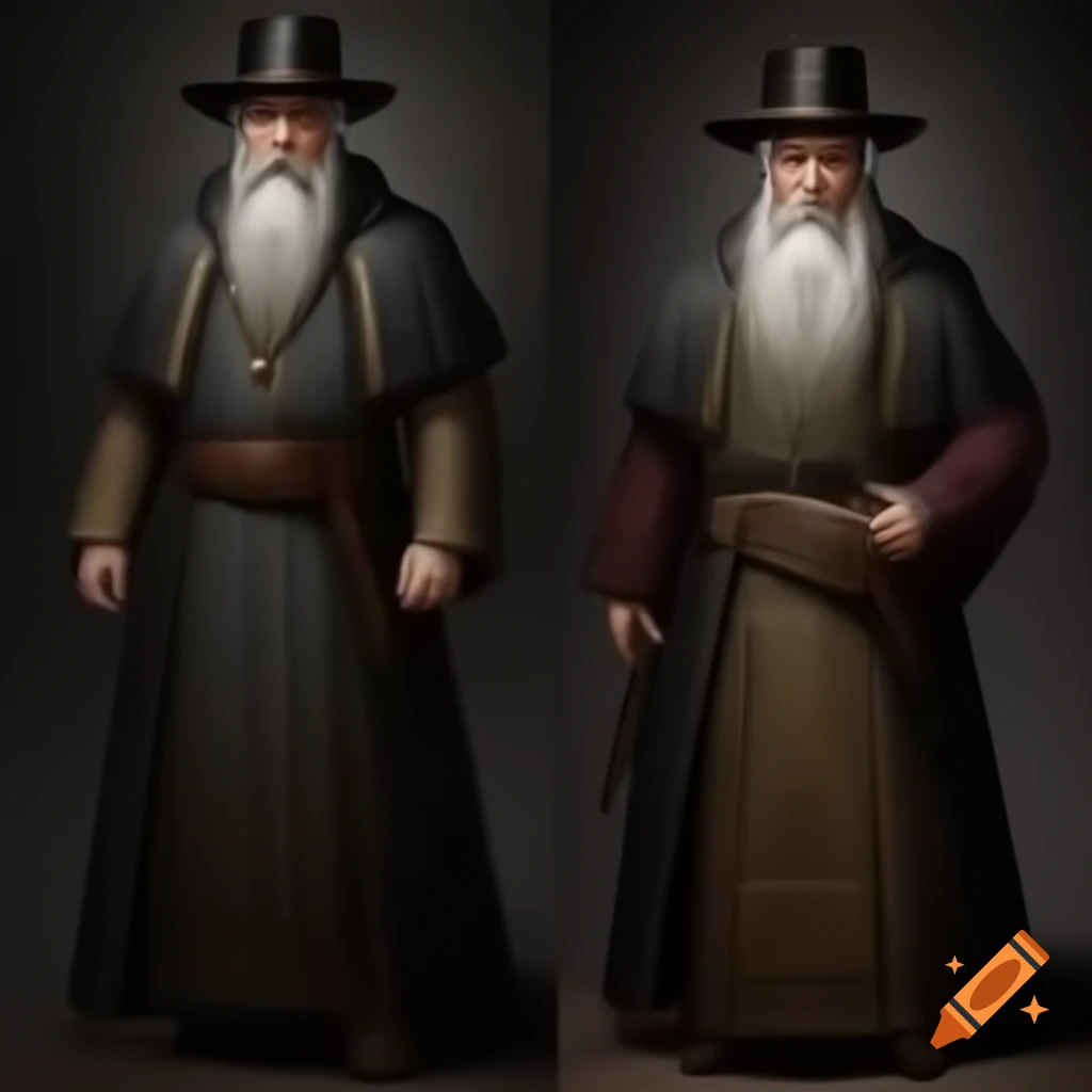 Realistic concept art of jewish man in formal religious clothing with ...