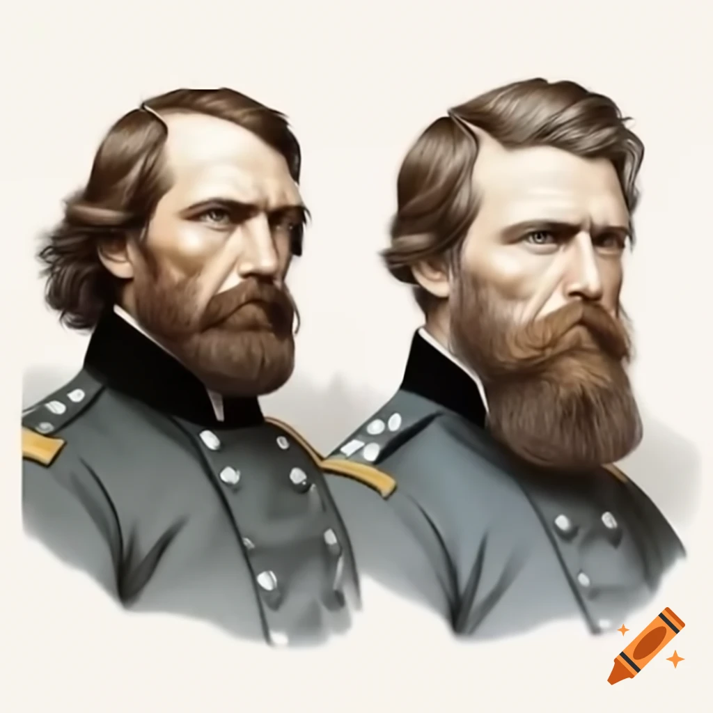 Formal portrait of two confederate army generals with beards on Craiyon