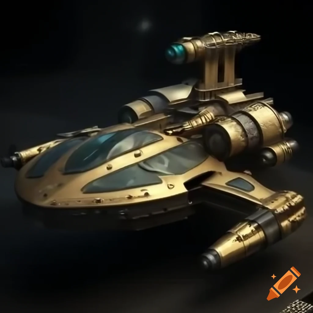 Detailed onyx and gold spaceship design on Craiyon