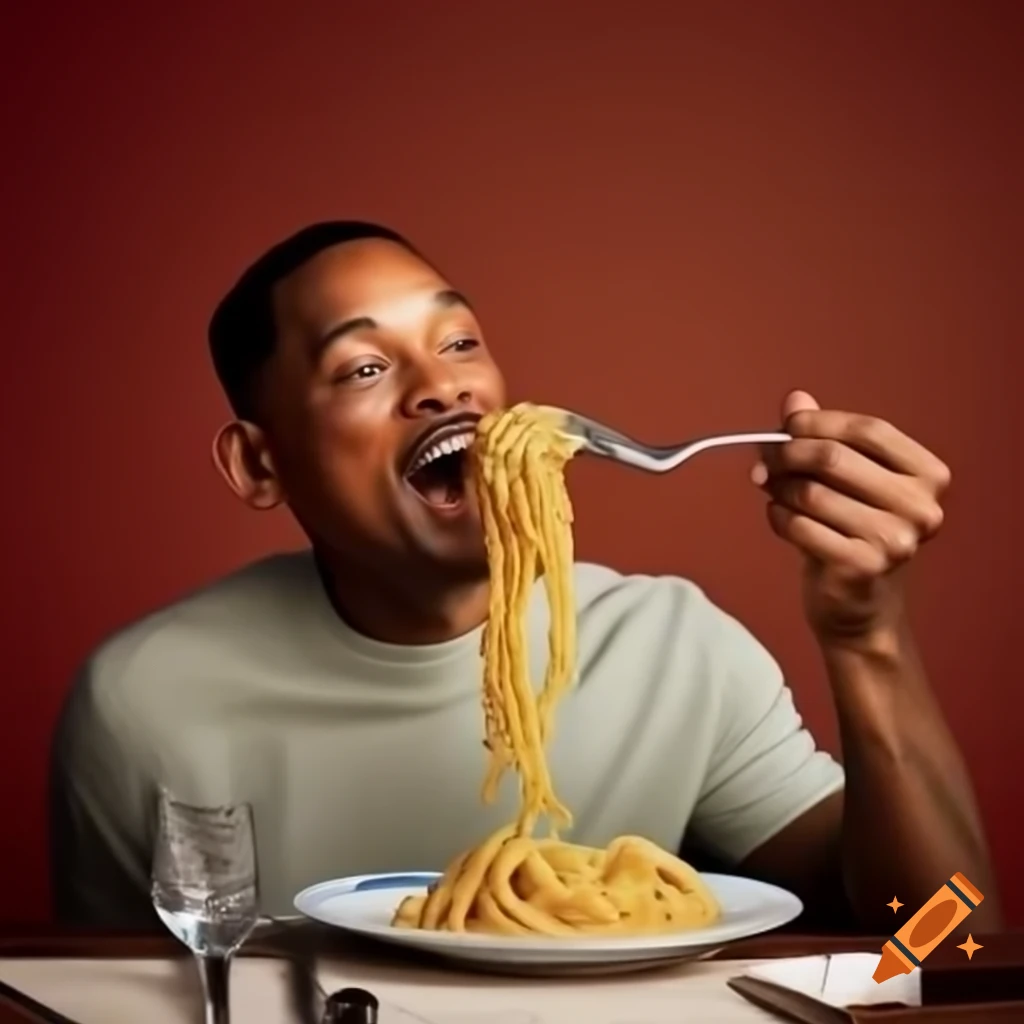 Celebrity eating spaghetti on Craiyon
