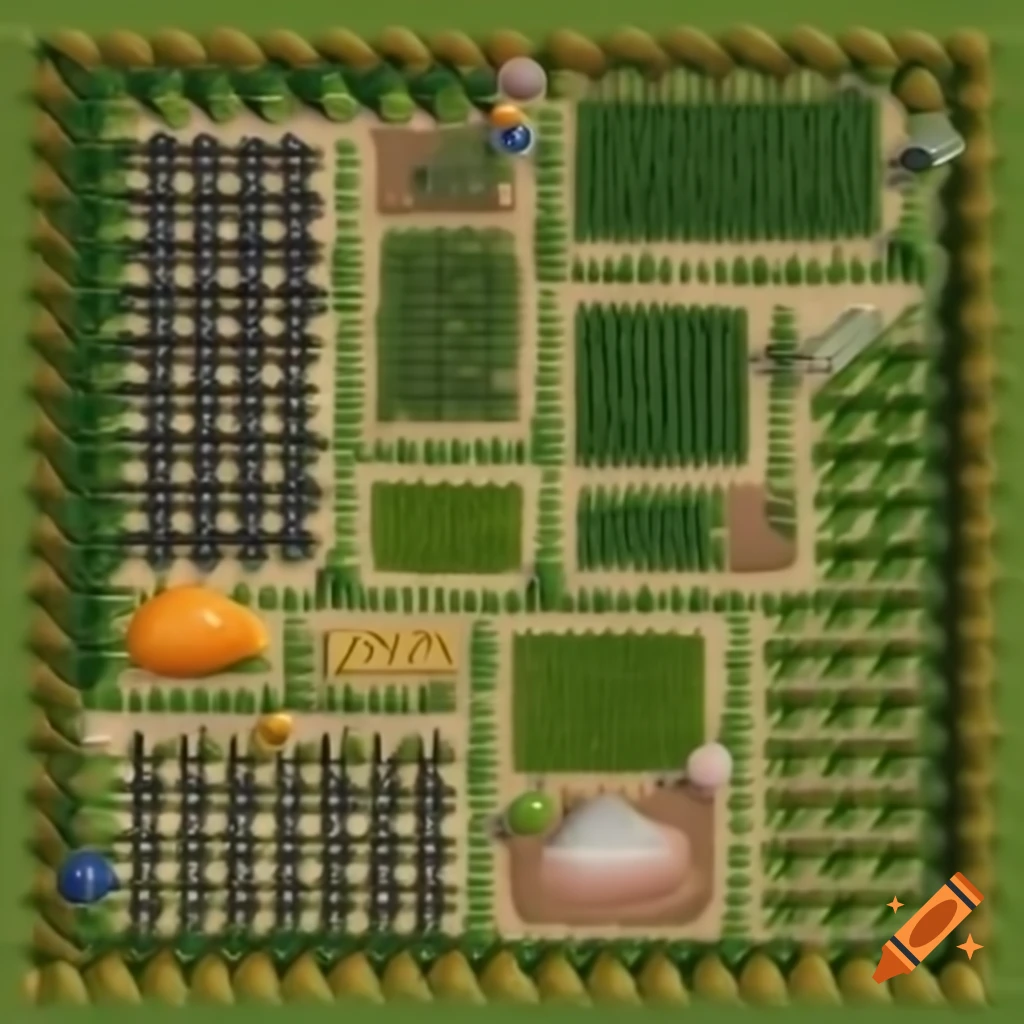 Aerial view of self-sufficient farm with vegetable and fruit production ...