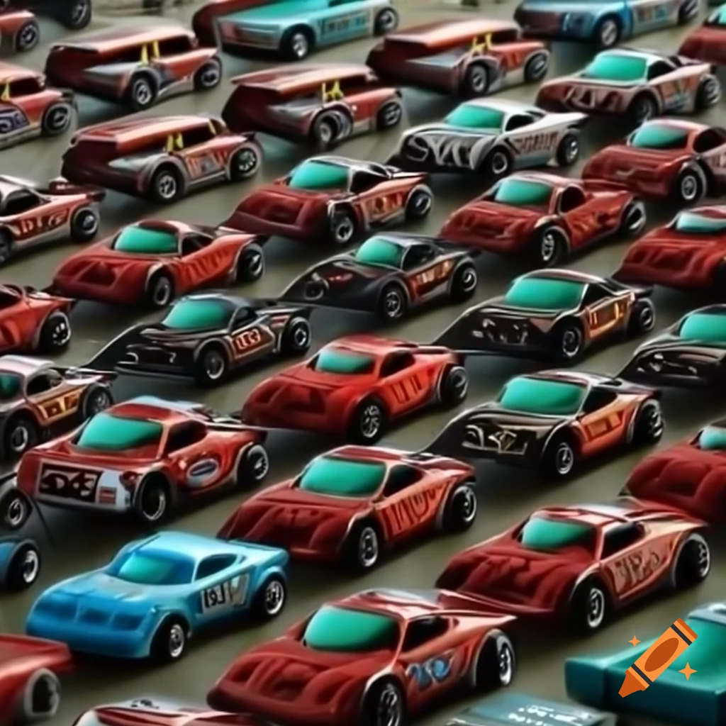 Custom-painted Hot Wheels cars resembling insects in expansive parking ...