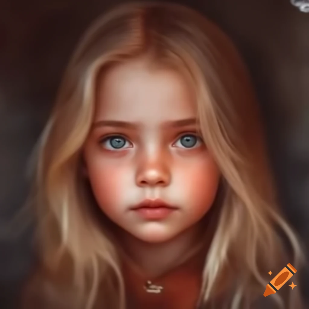 Portrait of a girl with blonde hair and brown eyes, Turkish descent on ...