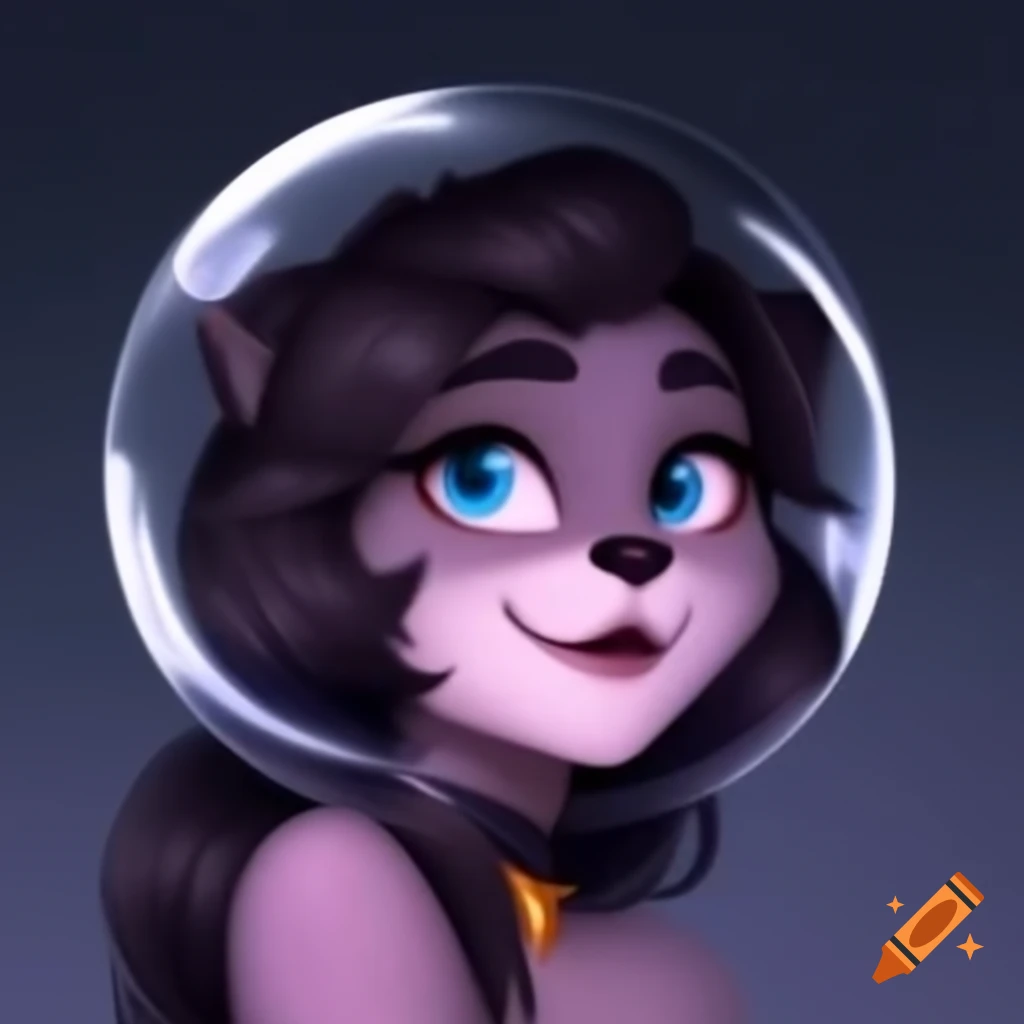 Anthropomorphic wolf woman with Disney features in a bubble on Craiyon