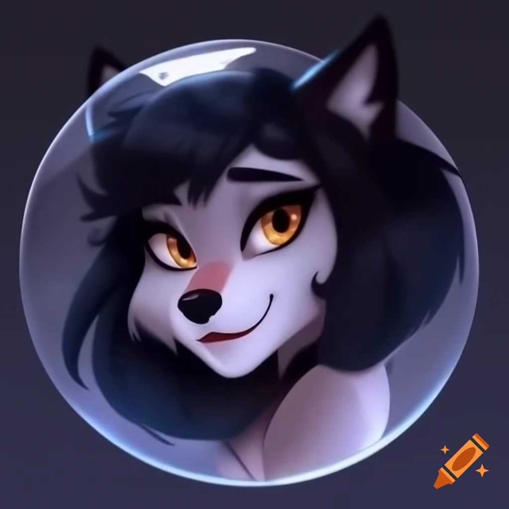 Anthropomorphic wolf woman with Disney characteristics in a bubble on ...