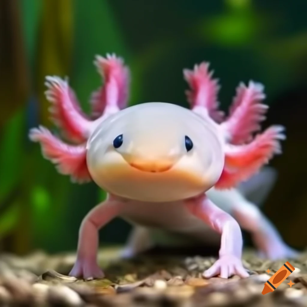 Charming axolotl smiling gently, ideal for profile picture on Craiyon
