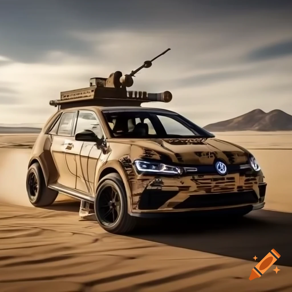 2019 volkswagen golf r with wwii afrika korps camouflage livery on Craiyon