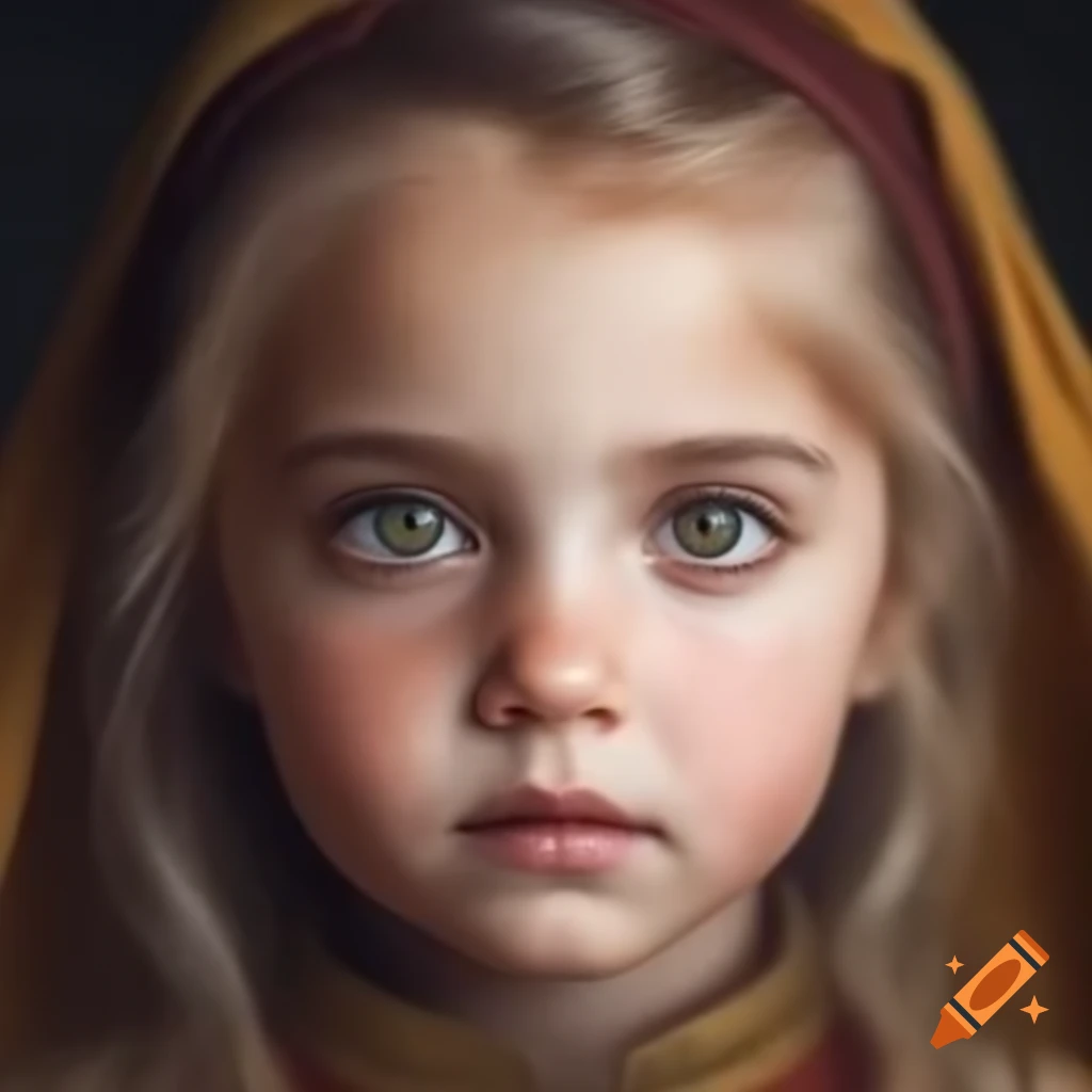 Portrait of a girl with blonde hair and brown eyes, Turkish descent on ...