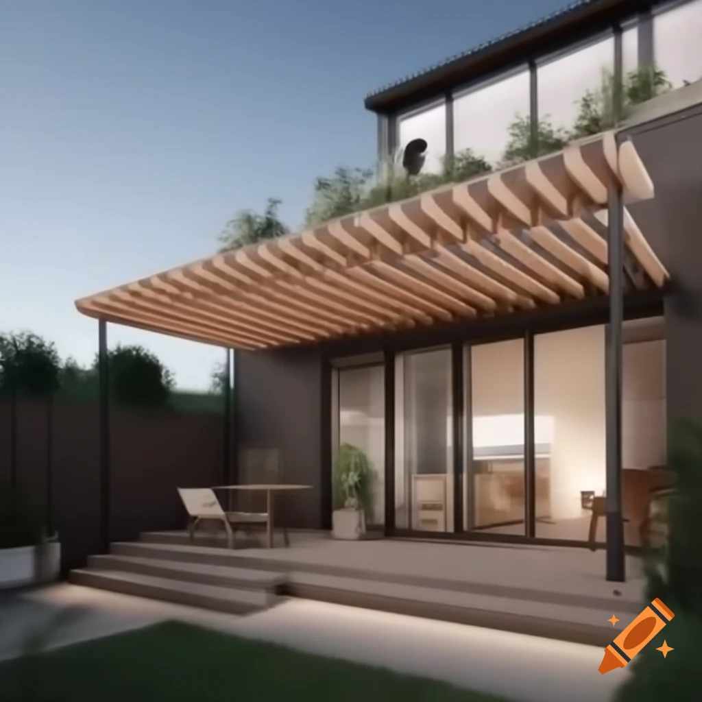 Realistic 3D model of a three-story residential building with wooden ...