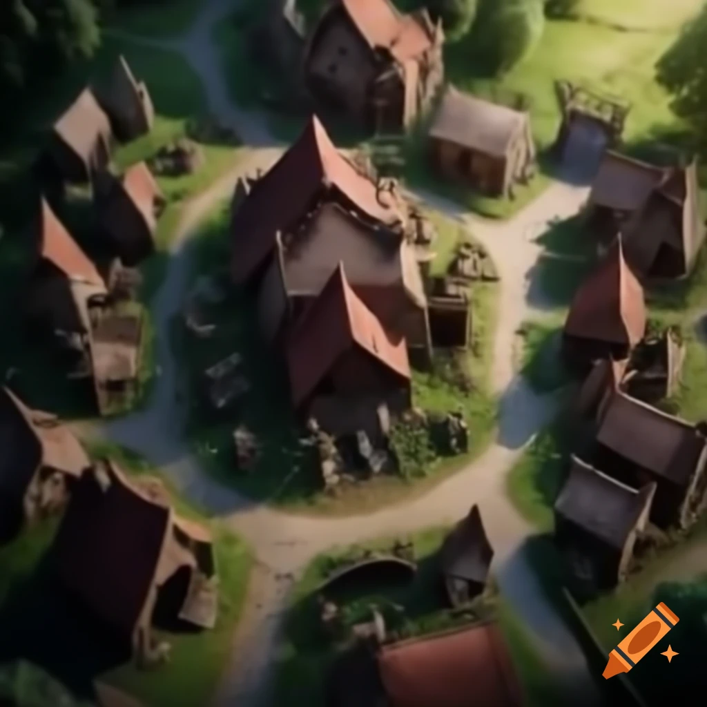 Realistic overview of a medieval village for Dungeons and Dragons on ...