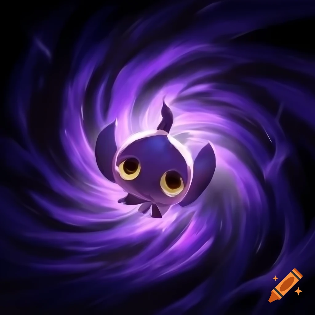 Cute space creature with cosmic energy in purple swirls, inspired by ...