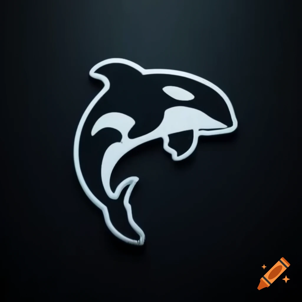 Stylized orca whale silhouette logo for Orcazion clothing brand on Craiyon