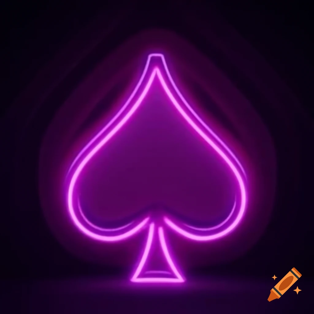 Neon pink poker spade symbol with QOS text in center on Craiyon
