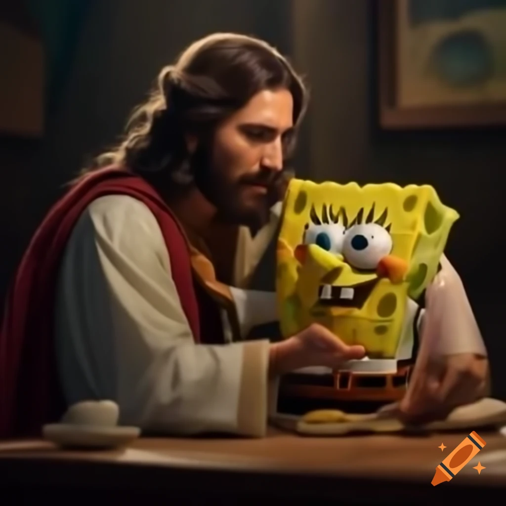 Jesus christ portrayed as a character in spongebob squarepants on Craiyon