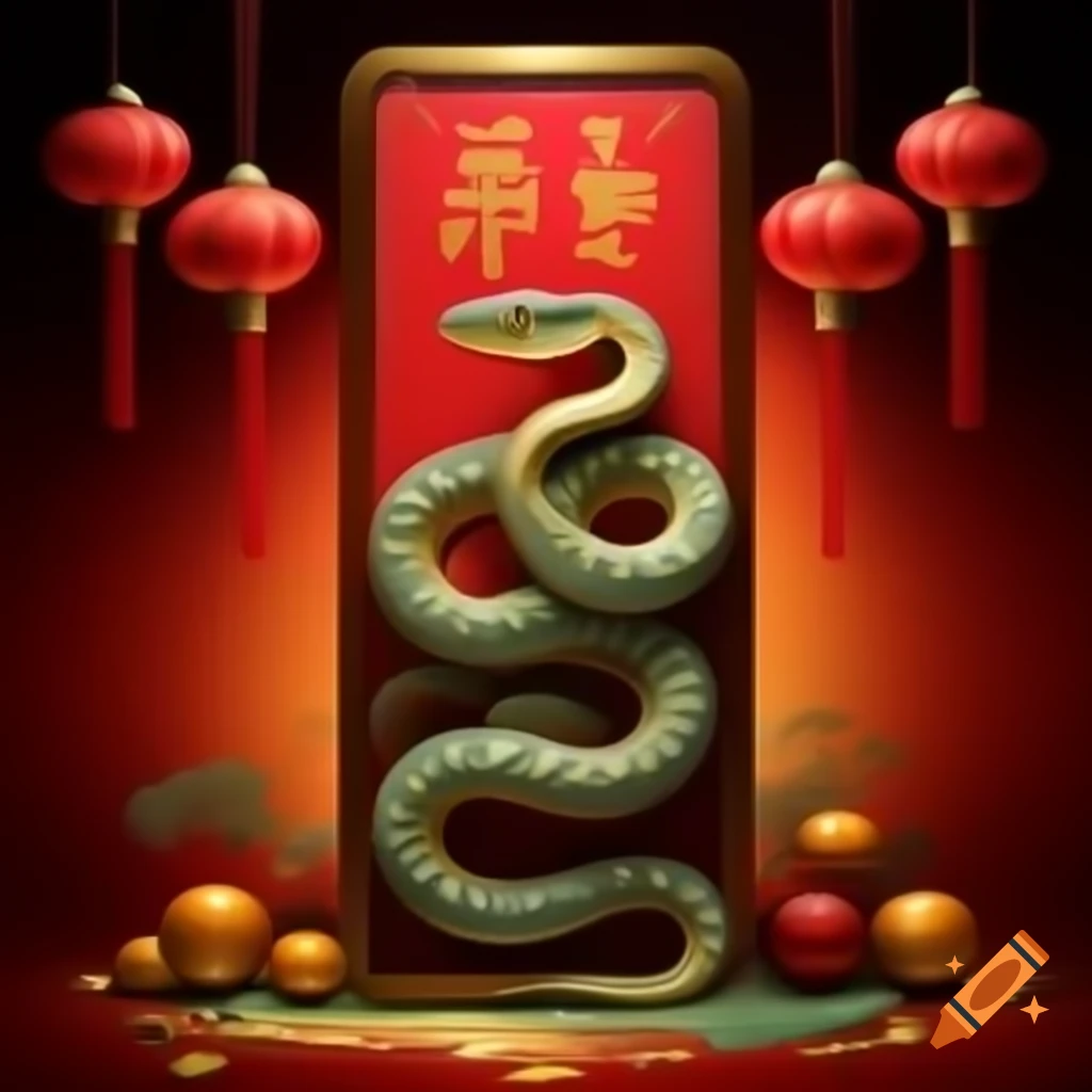 Vibrant chinese new year e-card featuring coiled snake symbolizing the ...