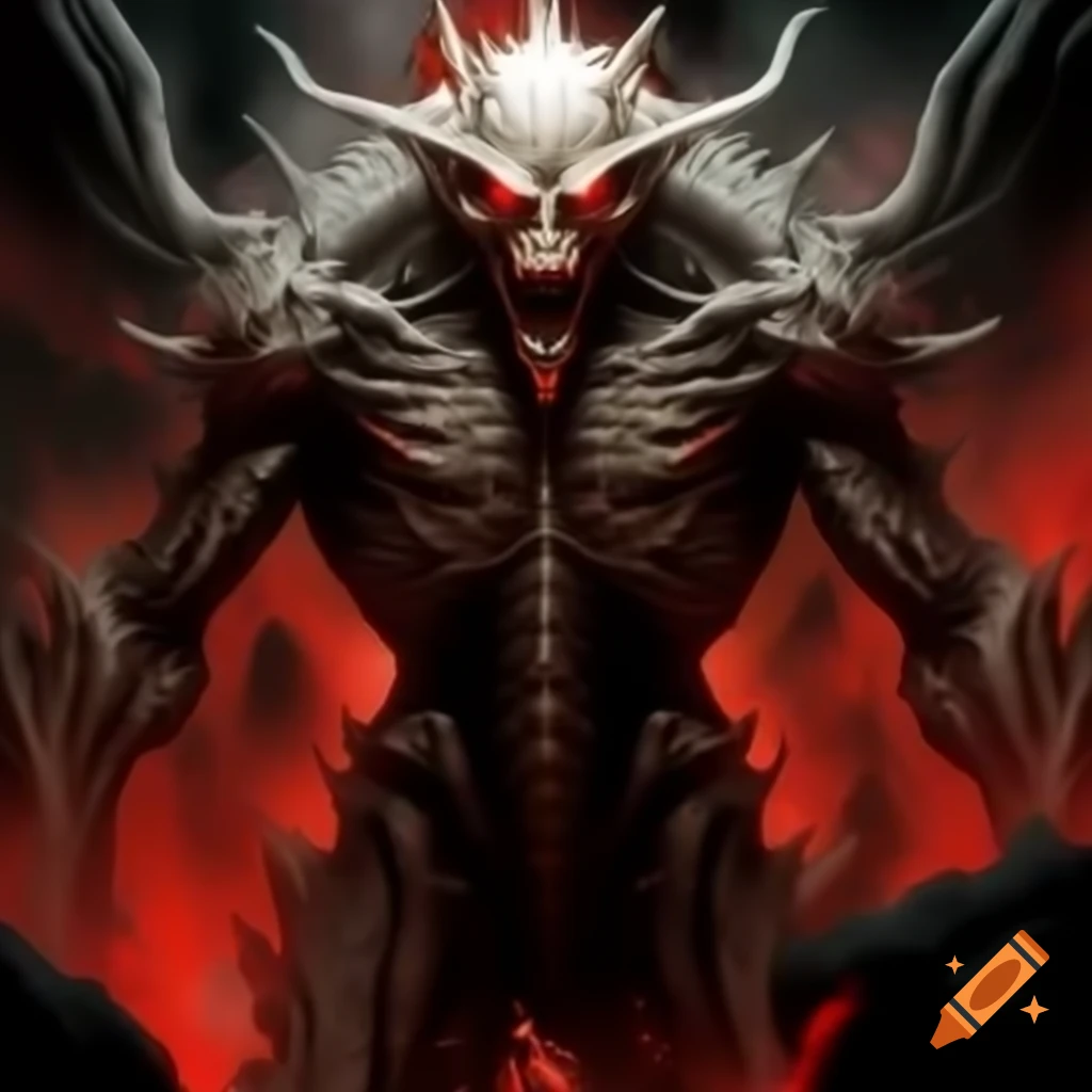 Spectral skeletal demon glowing with dark red energy on Craiyon