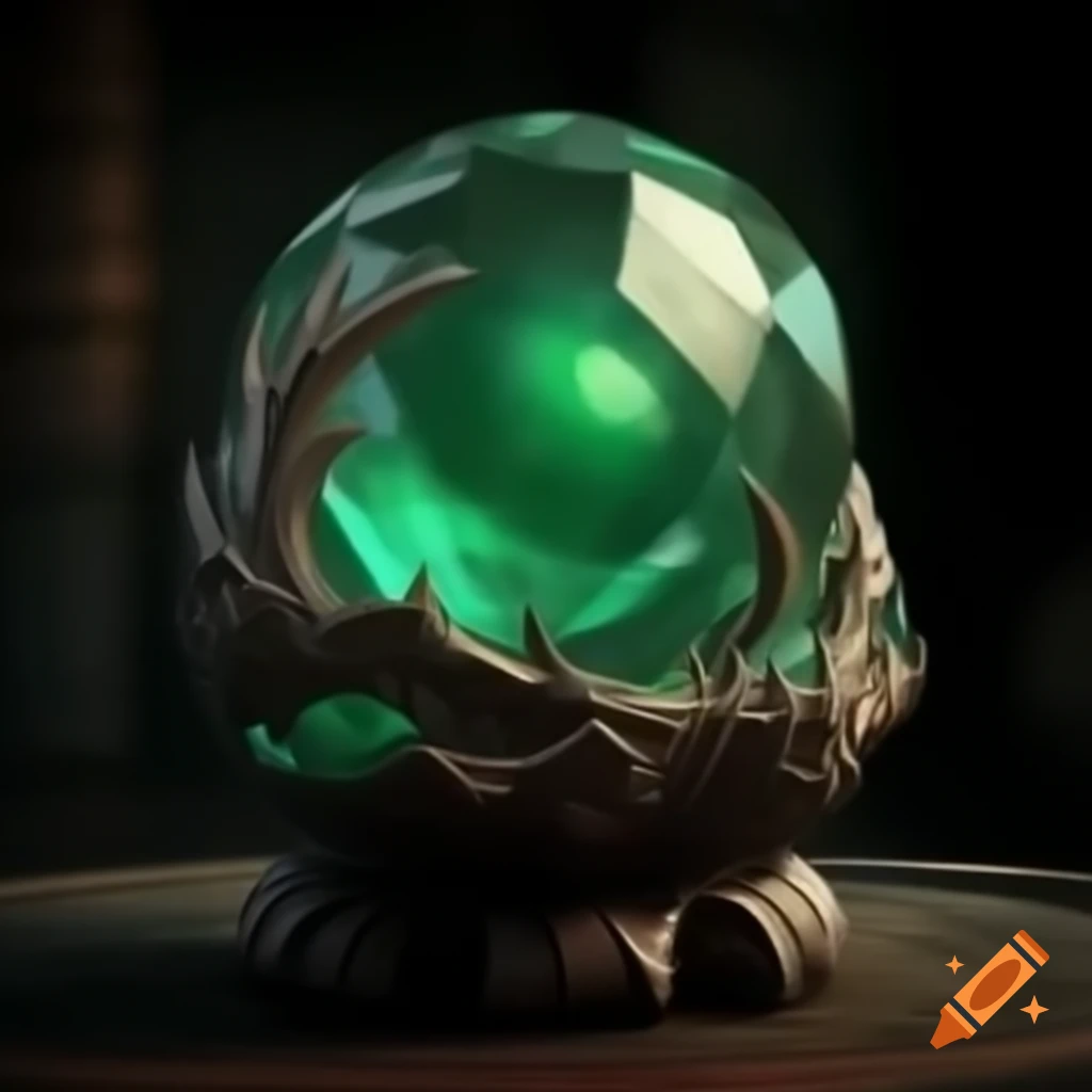 Evil jade colored crystal ball in grimdark dark fantasy style on Craiyon