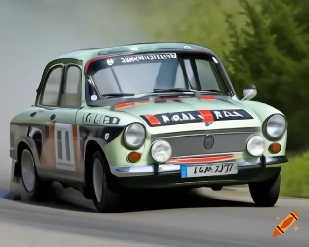 Oldtimer rally with qr codes on car doors on Craiyon