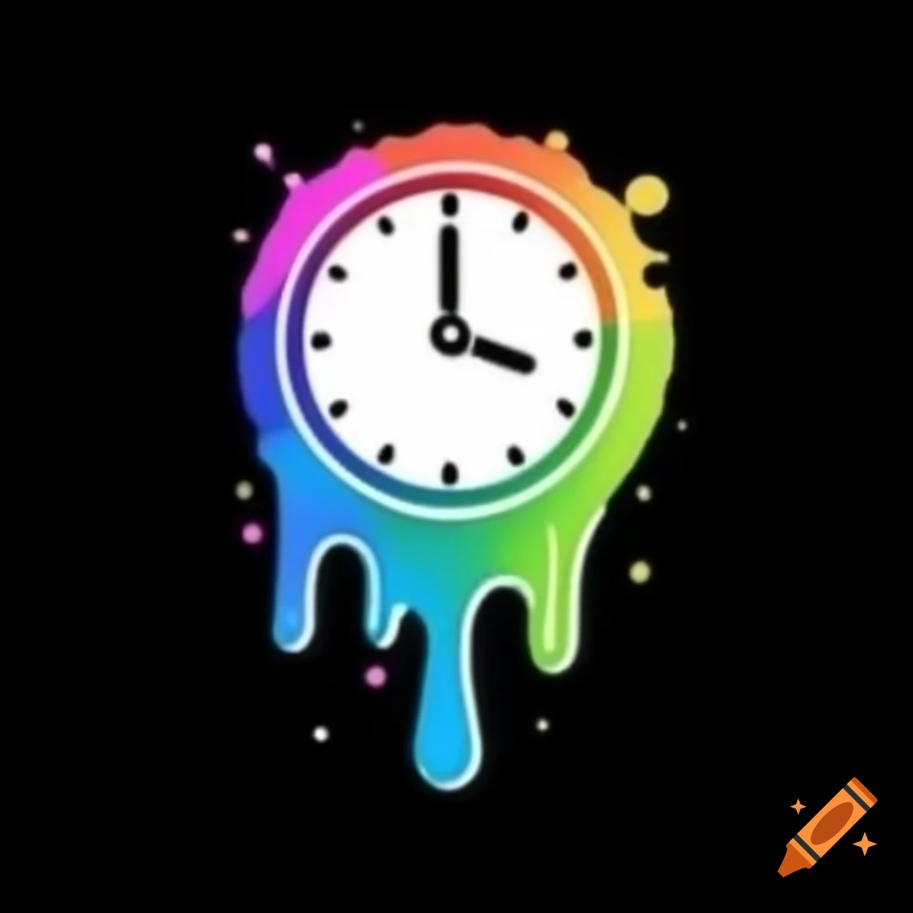 Color splash clock icon with drip outline design on Craiyon