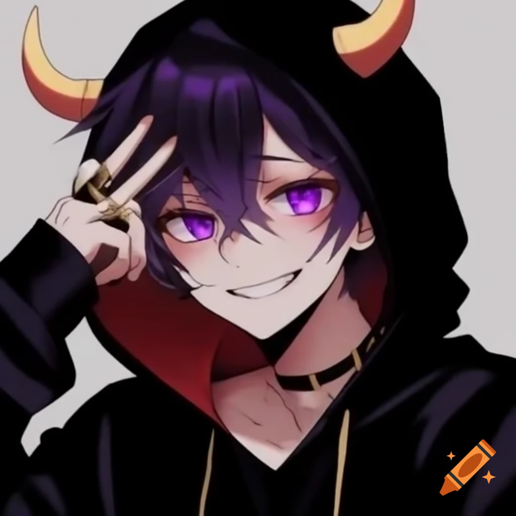 Anime character with scarred eye, two horns, and unique eye colors on ...