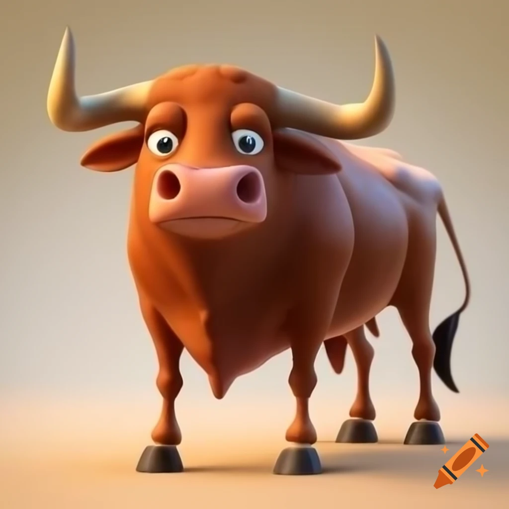 Cartoonish longhorn bull standing on hind legs on Craiyon