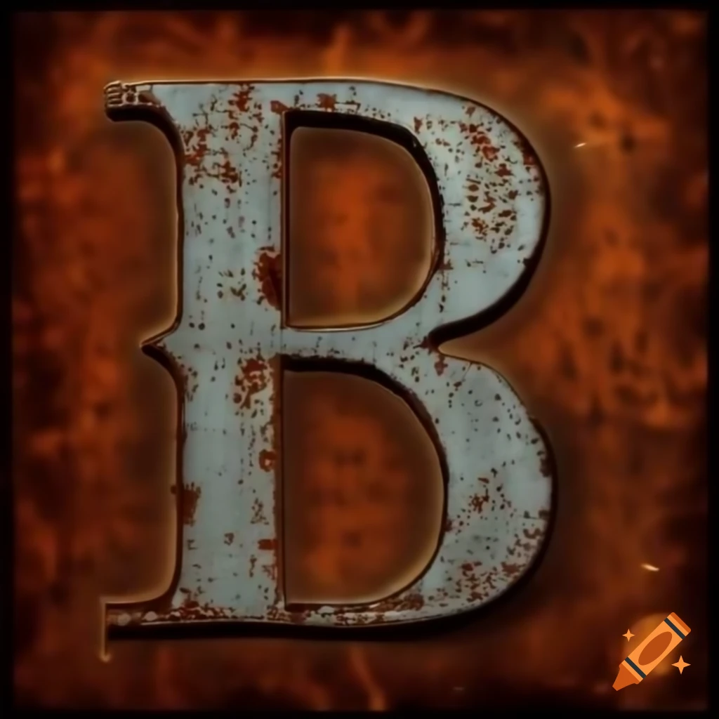 Weathered letters N-Curridge etched in rusted steel on Craiyon