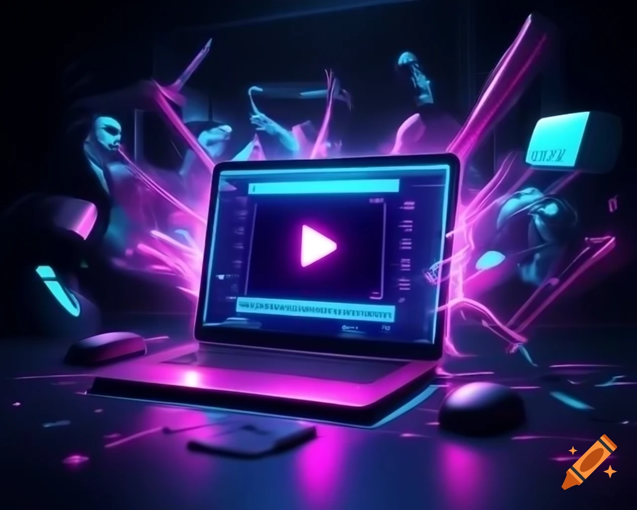 Vibrant youtube thumbnail for 'top 5 ai music tools!' with abstract ...