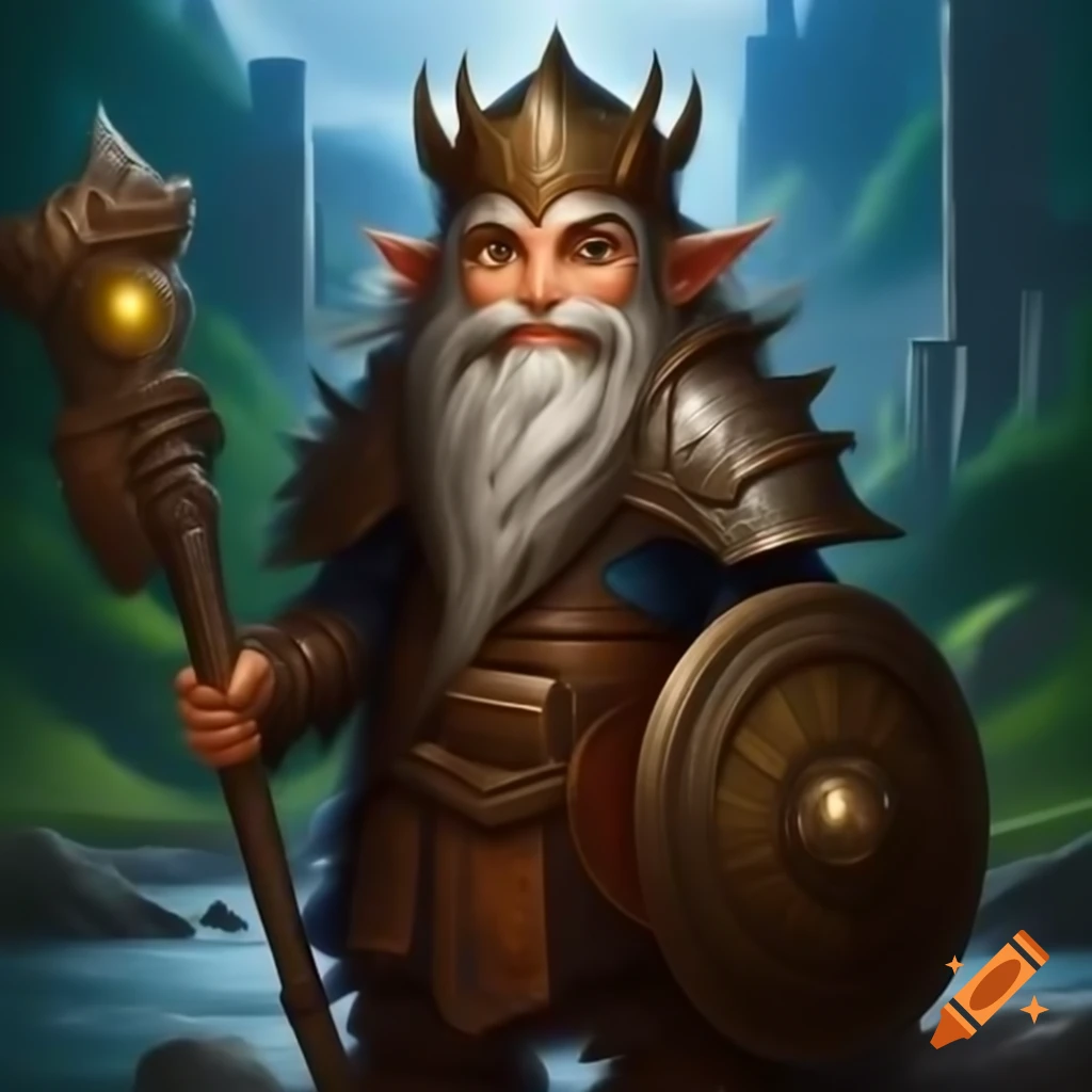 Young wizard in spiked silver armor with shield and spell book, castle ...