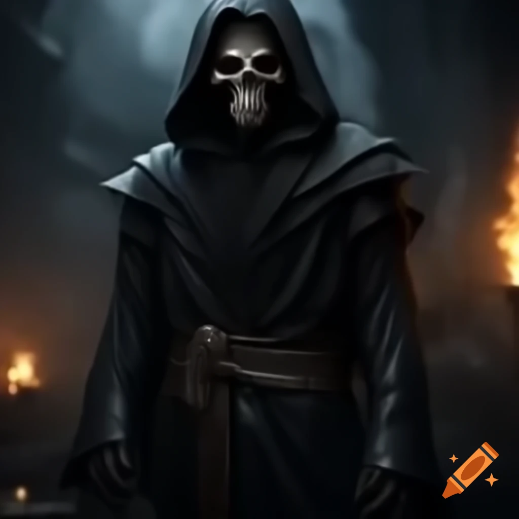 Undead necromancer in black robes with exposed shoulders on Craiyon