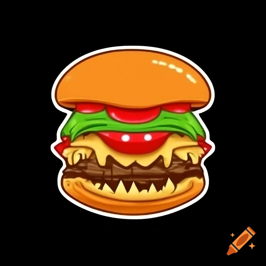 Bizarre cheeseburger-shaped creature with sharp teeth on Craiyon