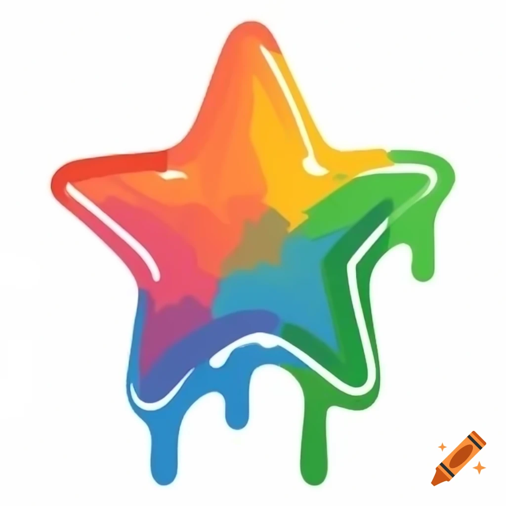 Color splash star icon with drip outline design on Craiyon