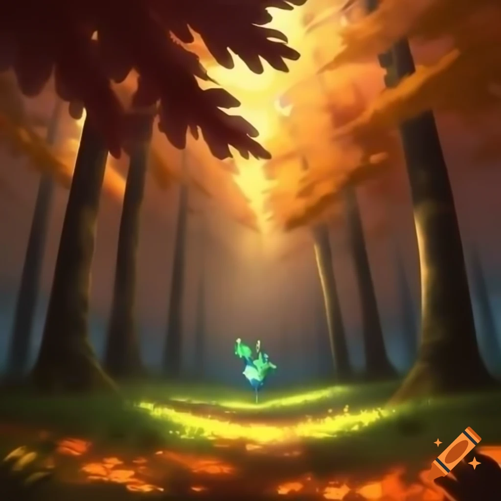 Vast temperate forest showcasing autumn colors and diverse pokémon ...