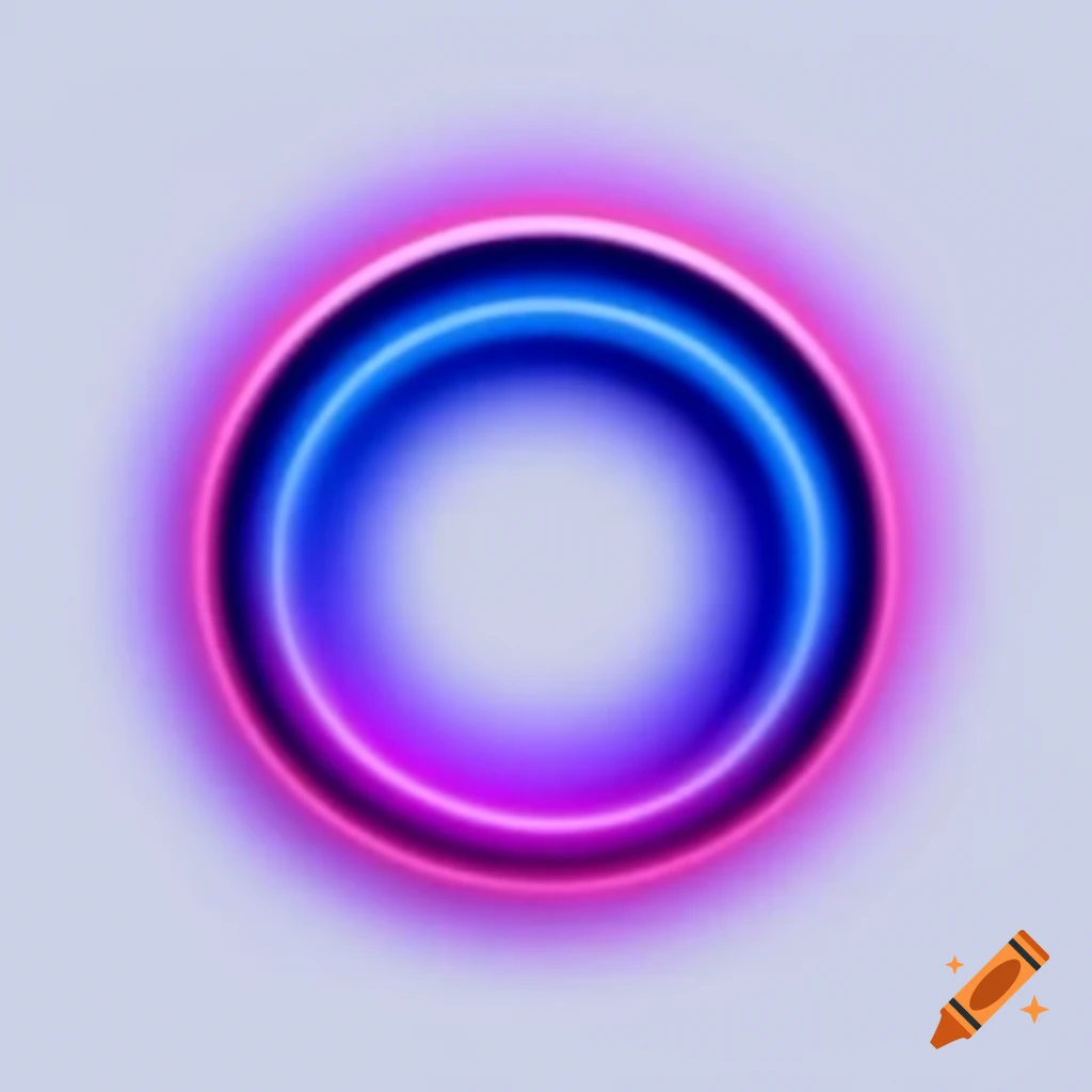 Neon glow ring with blue, purple, and pink colors in simple design on ...