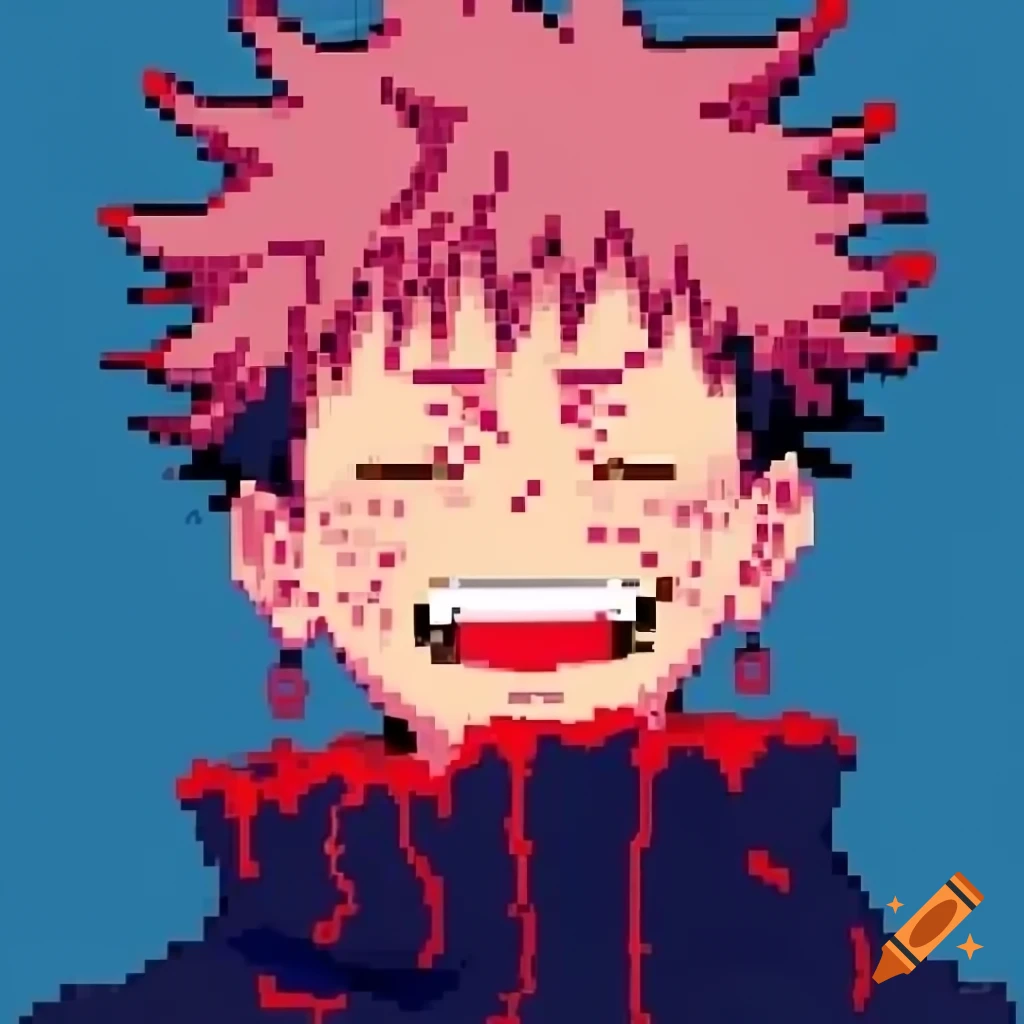 Anime character in pixel art inspired by Yuji Itadori or Megumi ...
