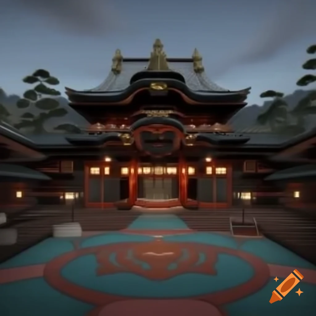 Casino with Japanese dojo theme, featuring modern architecture on Craiyon