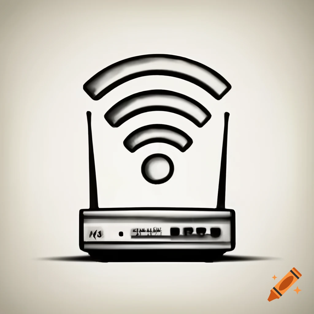 Pencil drawing of Wi-Fi symbol from modern router with intricate line ...