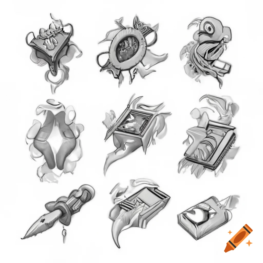 Intricate fantasy illustrations in detailed ink pen style inspired by ...