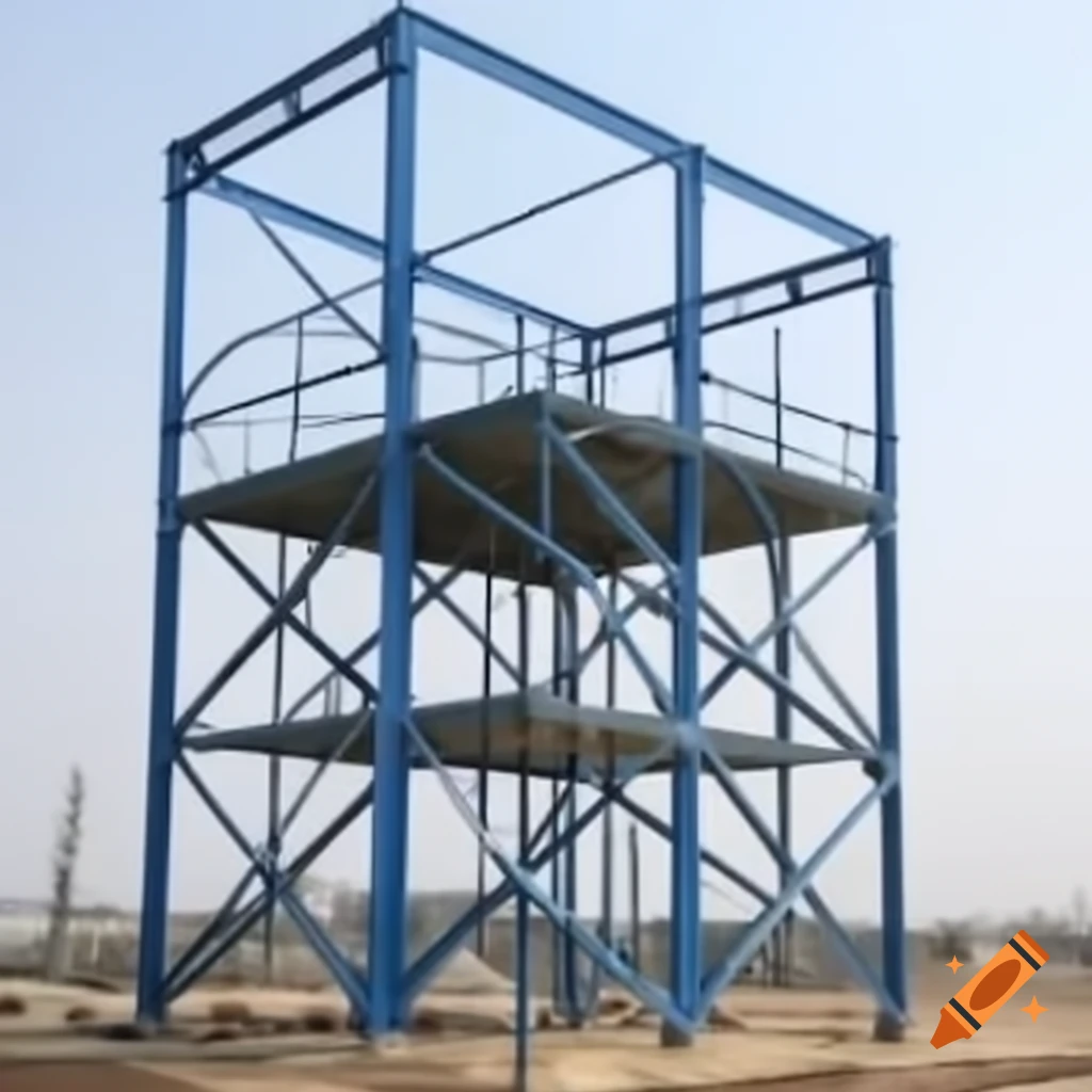 10-meter tall square steel frame building with three levels on Craiyon