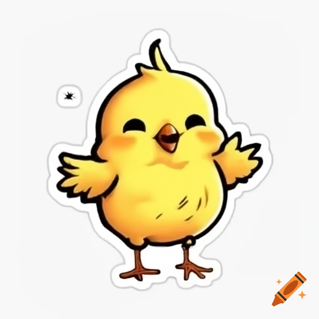 Surprised little yellow cartoon chick sticker on Craiyon