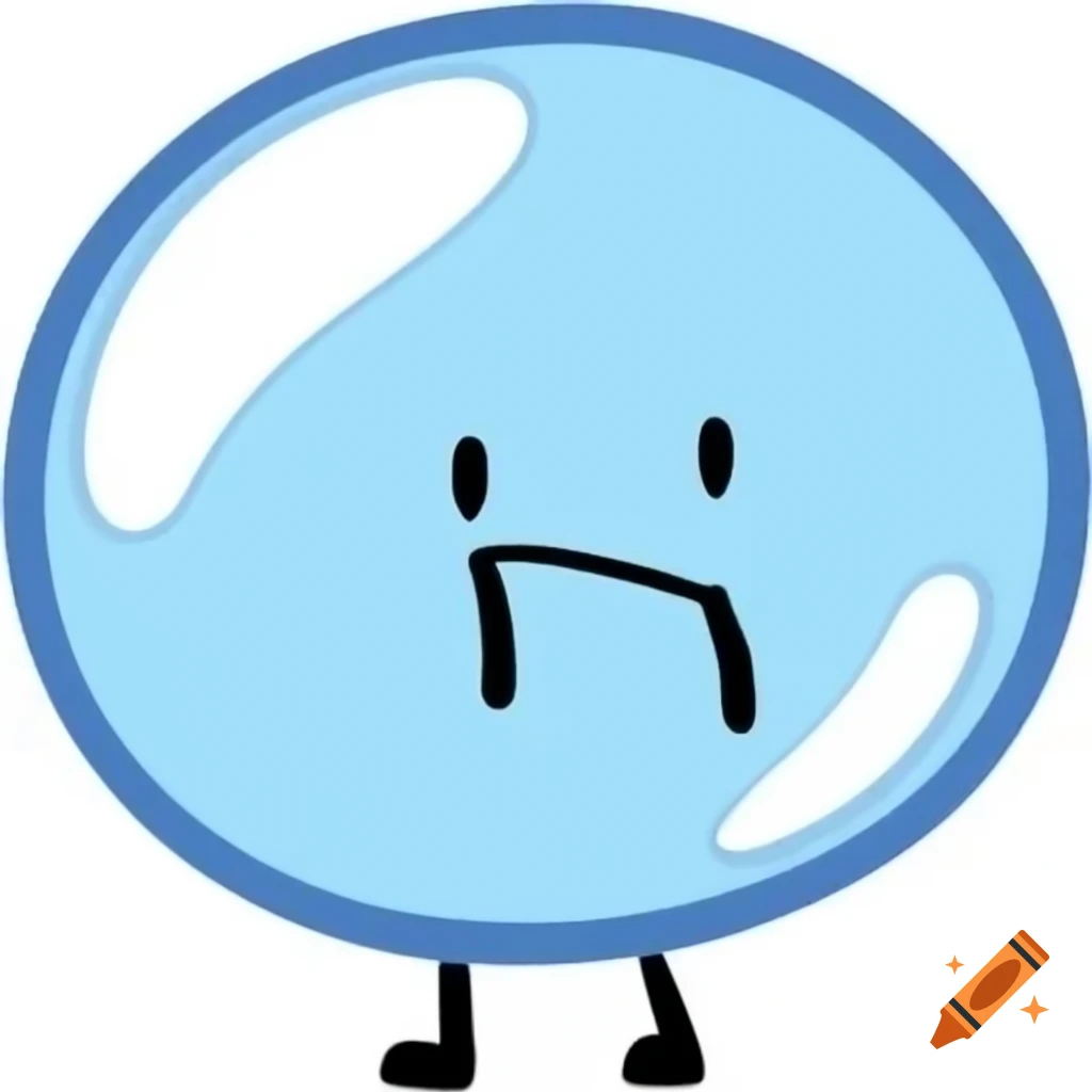 BFDI character Bubble with stickfigure limbs and a big smile on Craiyon