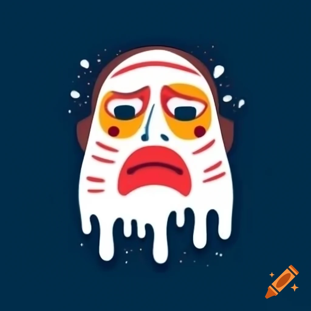 Illustration of a man's face melting under pressure effect on Craiyon