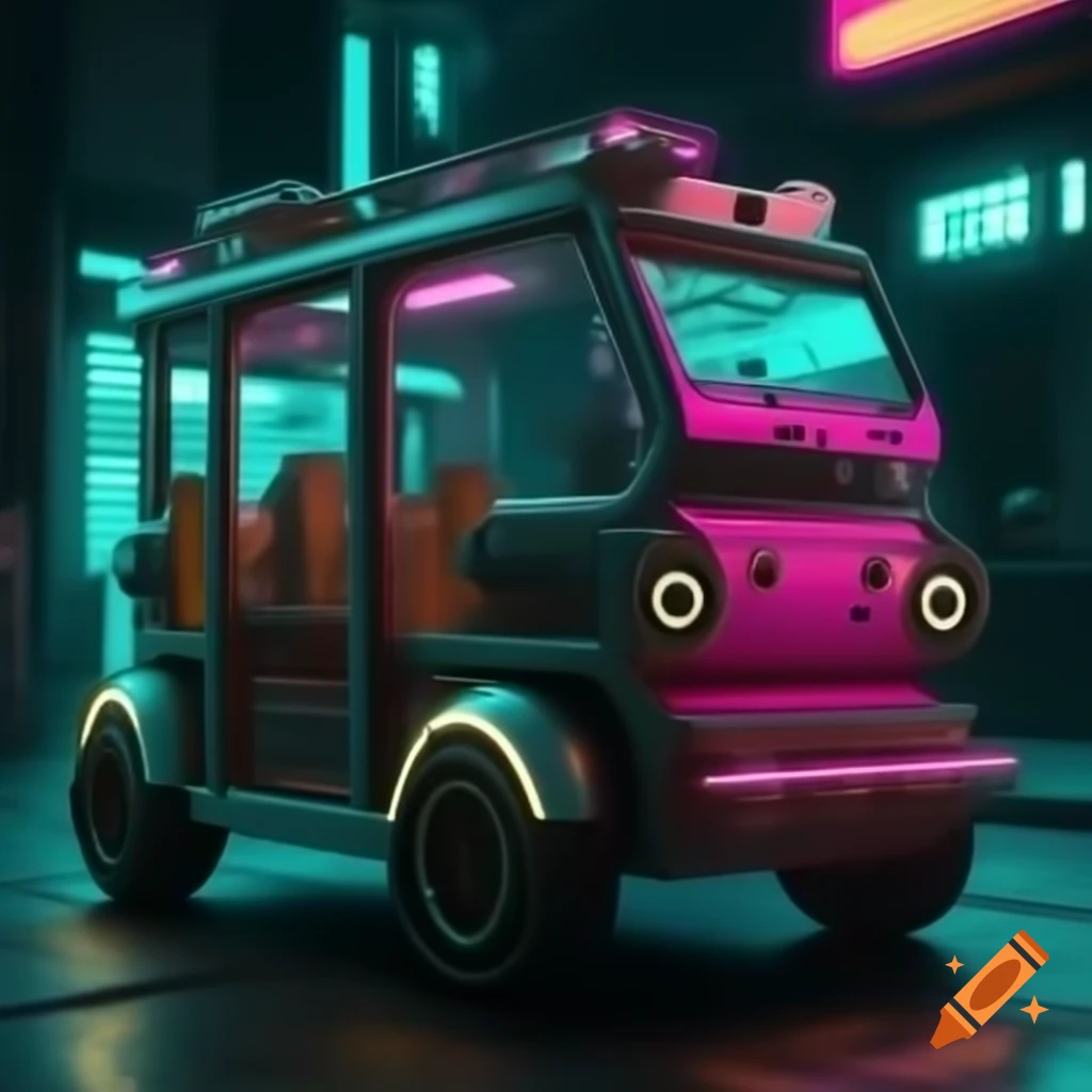 Cyberpunk-style tiny car design on Craiyon