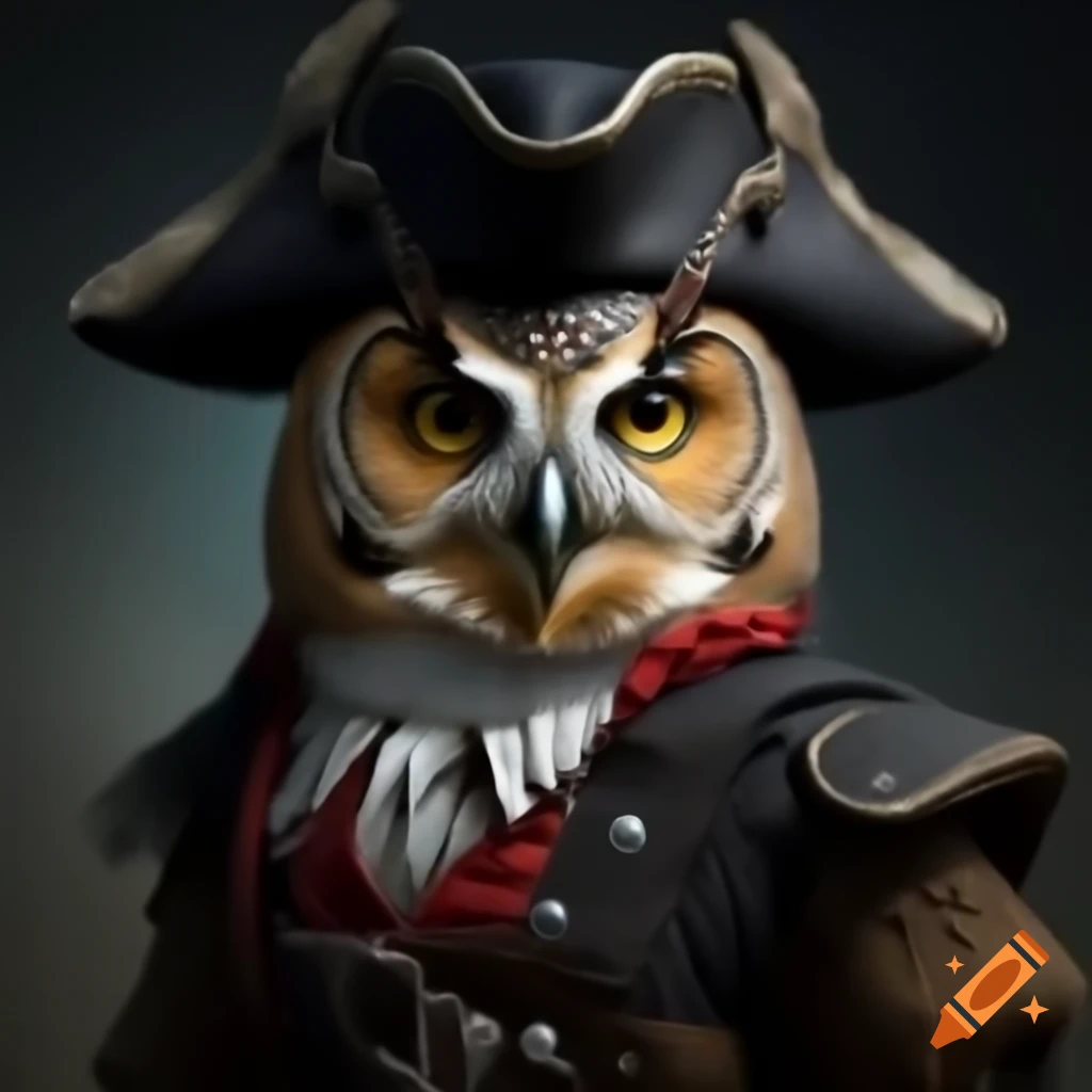 Charlie the owl as a pirate in tattered clothing for dungeons and ...