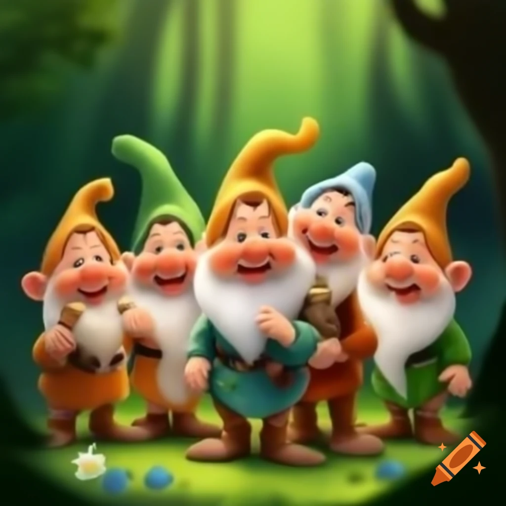 Group of joyful irish dwarfs singing in a forest on Craiyon