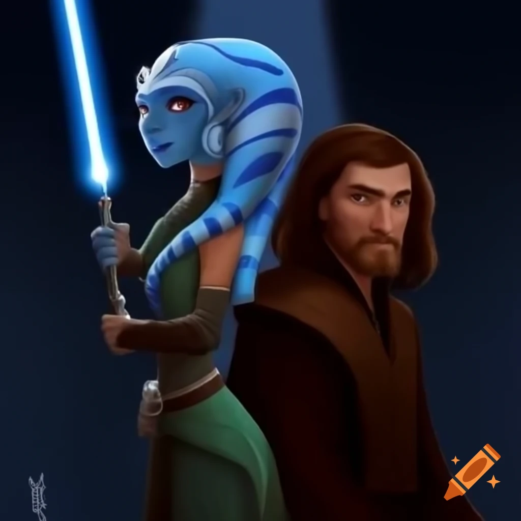 Twi'lek and Jedi couple in a fantasy setting on Craiyon