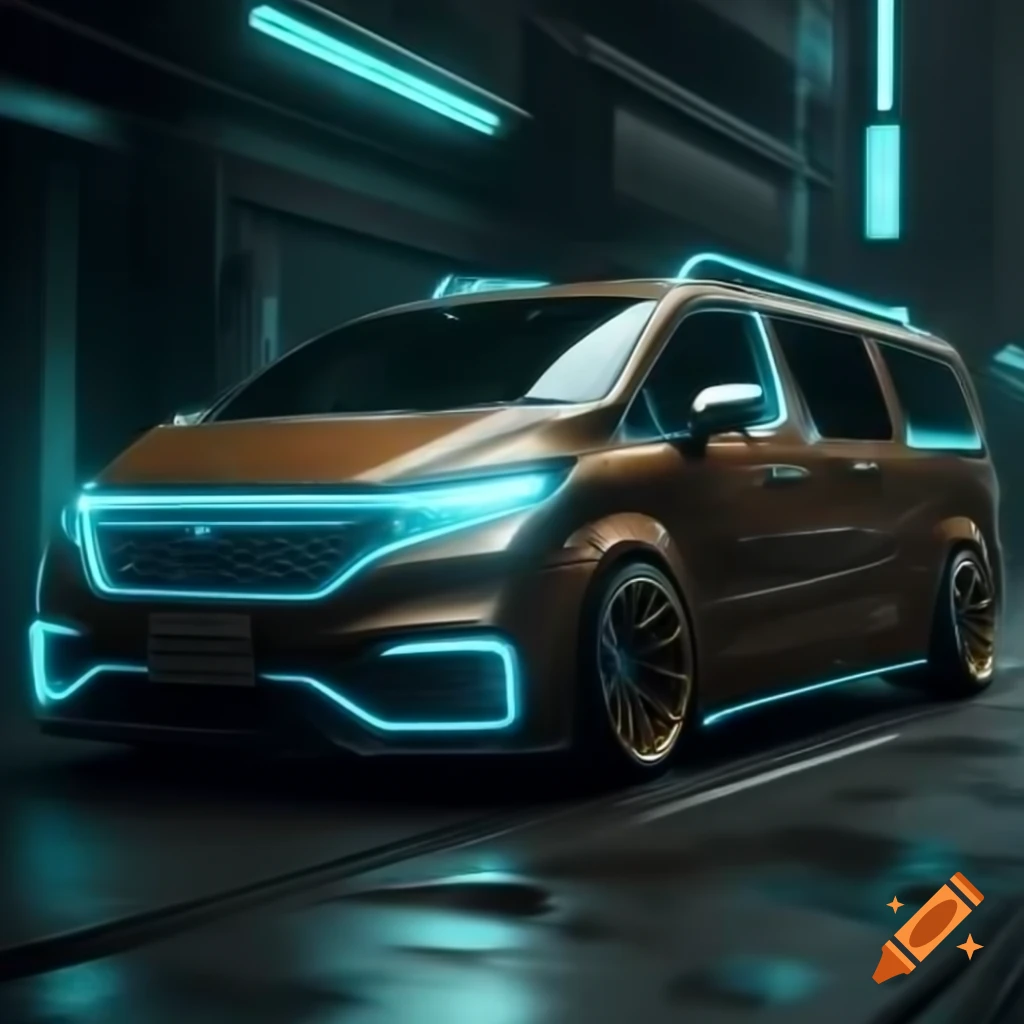 Futuristic cyberpunk minivan design on Craiyon
