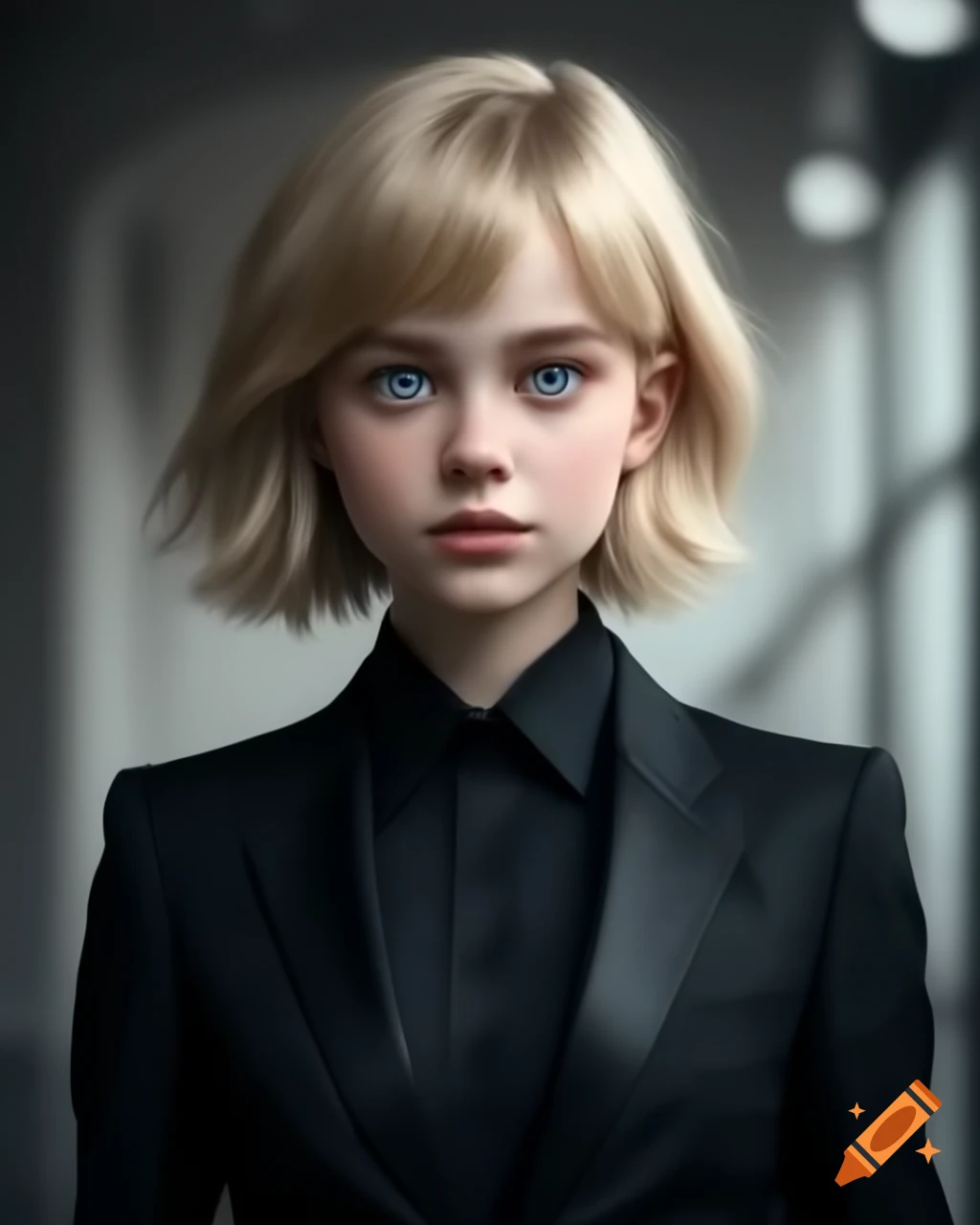 Realistic character reference of a girl with short blonde hair in a ...